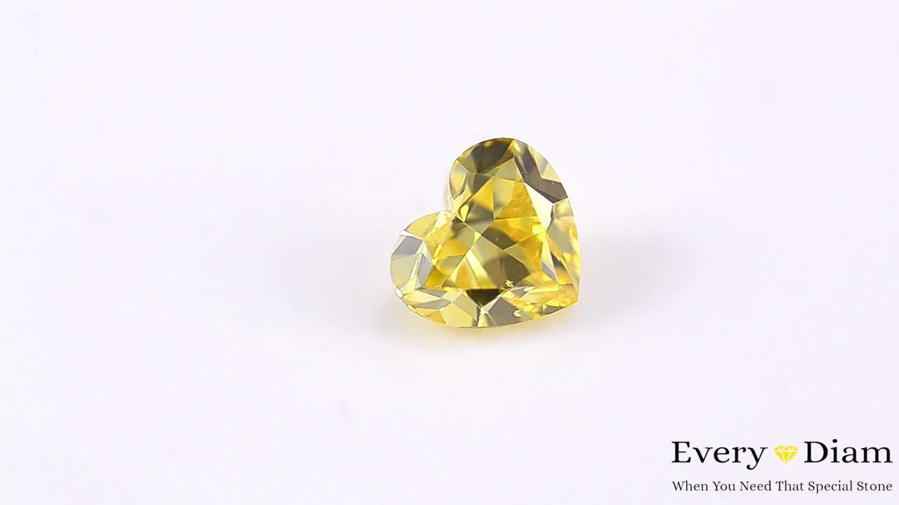 Yellow zimi canary diamond 1.01 CT heart shape fancy vivid yellow ...