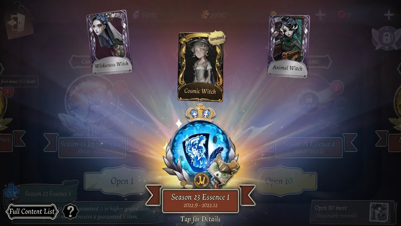 identity v season 23 essence 1 + memory sphere previous seasons opening ...