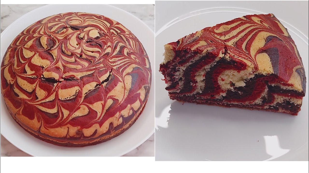 Red Velvet Marble Cake/One Batter 3 Flavors/Red Velvet , Vanilla And Chocolate Cake/Marble Cake ...