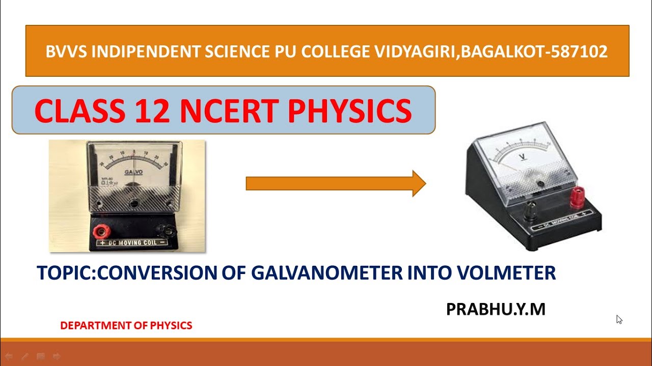 CLASS 12 NCERT PHYSICS GALVANOMETER CONVERTED INTO VOLTMETER - YouTube