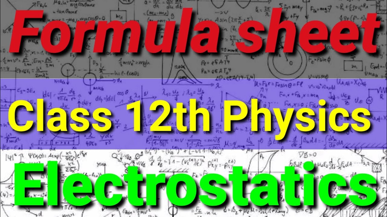 Formula sheet for electrostatics class 12th Physics|Electric charges ...