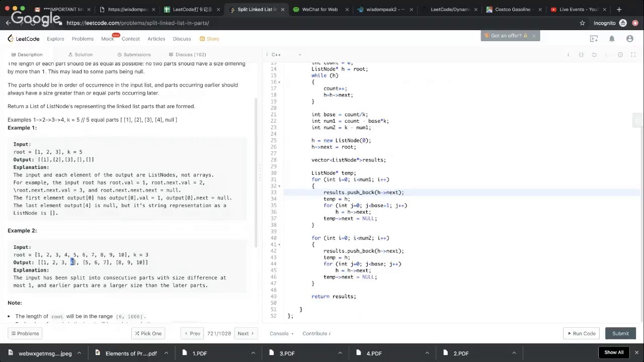 【每日一题】725 Split Linked List In Parts 04 23 2019 Youtube