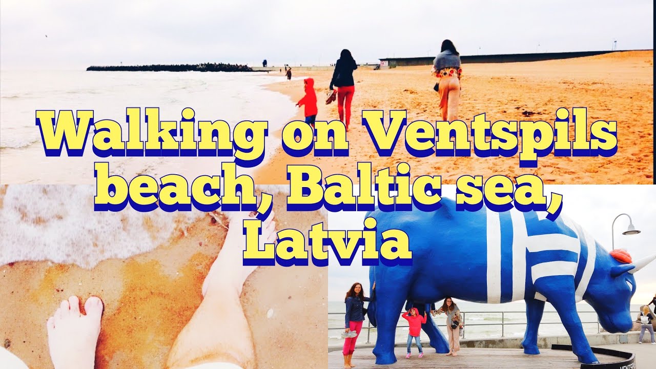 Walking on Zila Karoga pludmale, Ventspils beach. The Baltic sea Latvia ...