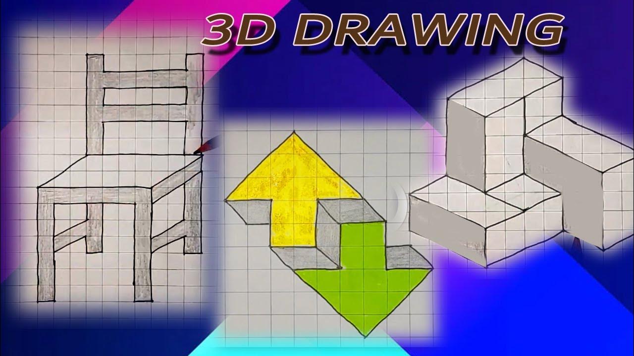 Easy 3D Drawing Tutorial | 3d Optical illusion | 3D Graph Drawing (Part ...
