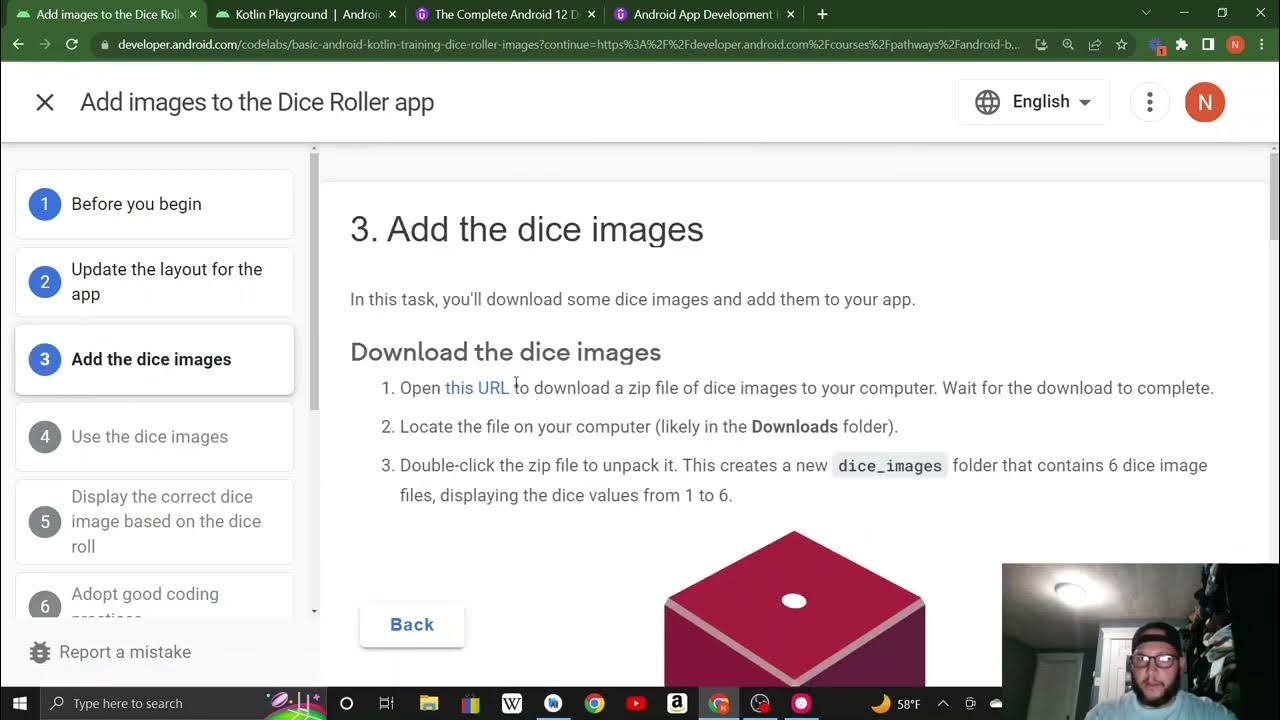 add images to the dice roller app. Android basics in kotlin, unit 1 ...