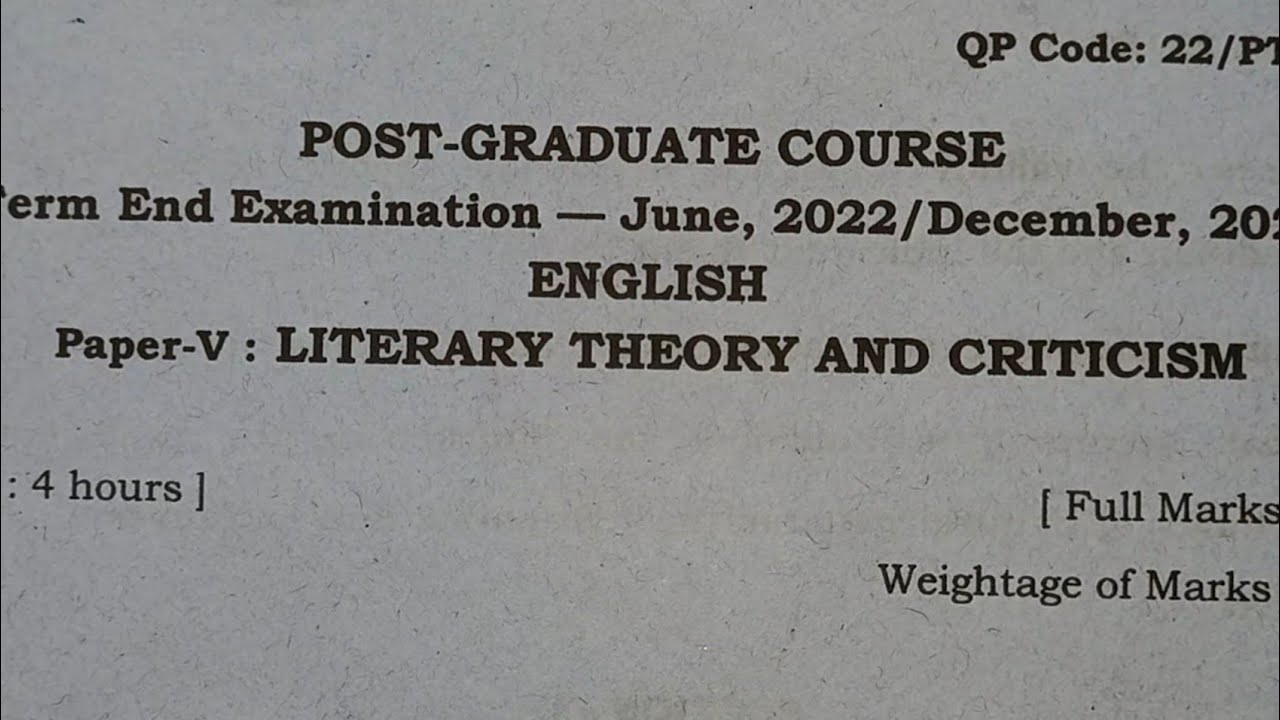 English MA Question Paper 2022 Paper V / Netaji Subhas Open University ...