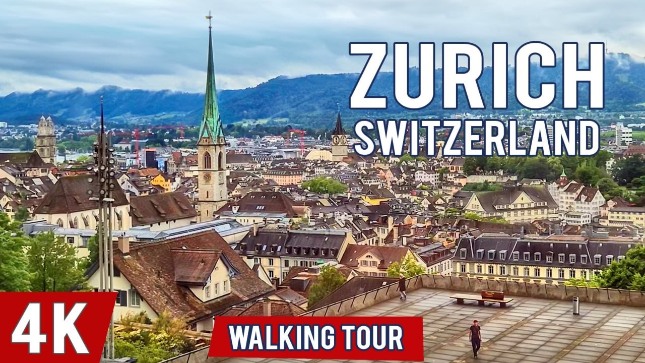 Zurich (Zürich) Switzerland | Walking tour 4K | Sights | Night city ...