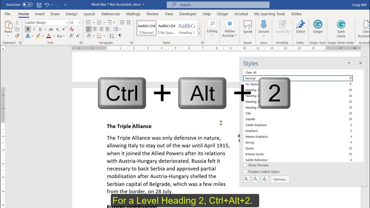 03 Creating Accessible Documents: Adding heading styles and page ...