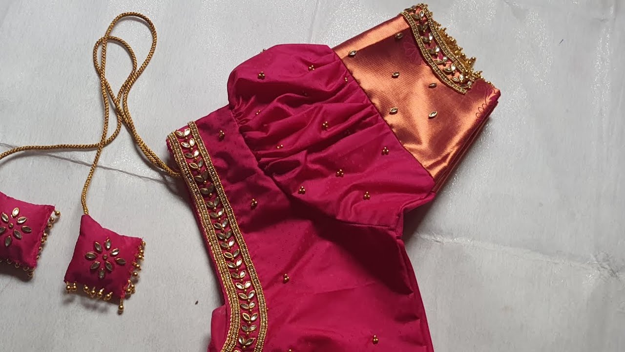 Aari blouse hanging design 🌺 l easy method with normal needle ...