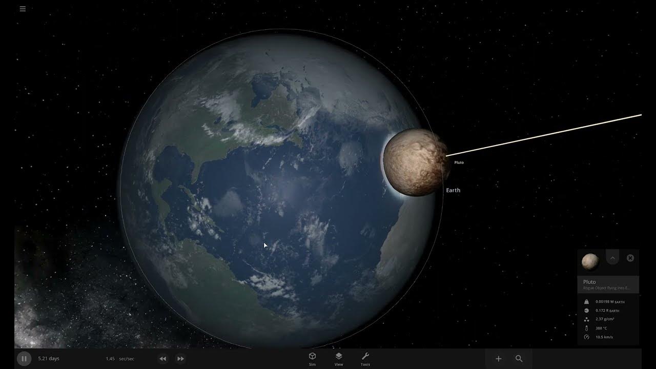 Universe sandbox: Pluto crashes into the earth - YouTube