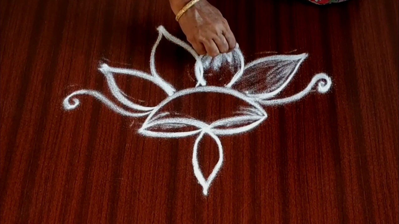 #Kolam #Rangoli #flower Single Deepam Kolam & Rangoli Designs | Easy ...