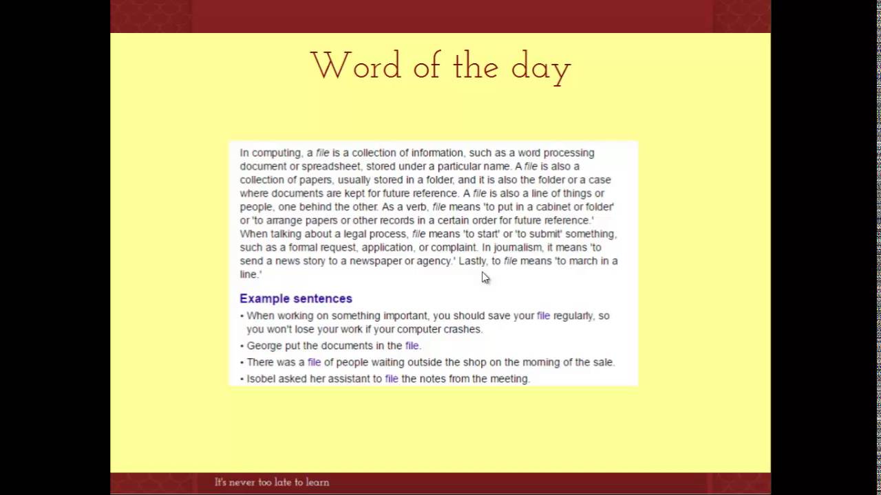 Aprende vocabulario fácilmente. La palabra del día - YouTube