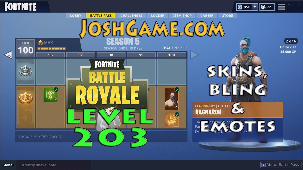 8 Year Old Level 203 Fortnite Battle Royale Progression Skins, Bling ...