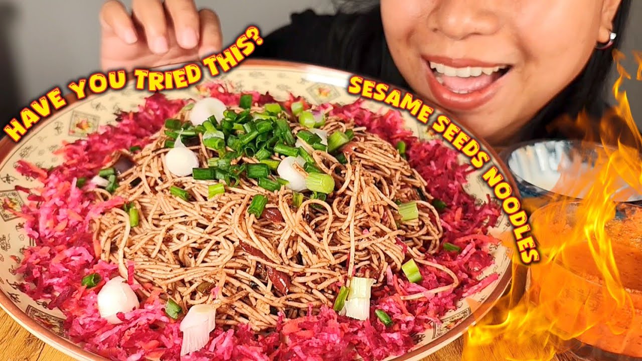 CHOW CHOW RECIPE | COOKING AND EATING SPICY CHOWMEIN WITH SESAME SEEDS ...