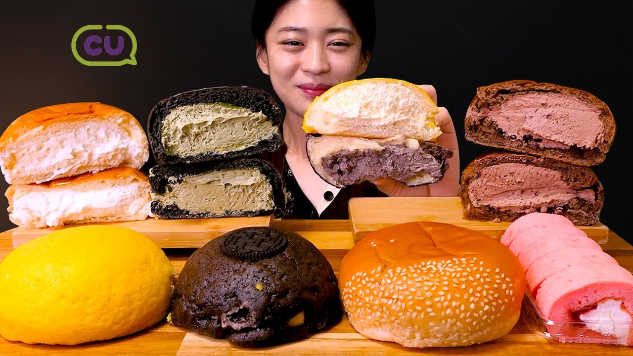 🥯크림 폭탄!!😍크림이 엄청 많은 연세우유 크림빵 먹방 | Yonsei Milk Chocolate, Matcha ...
