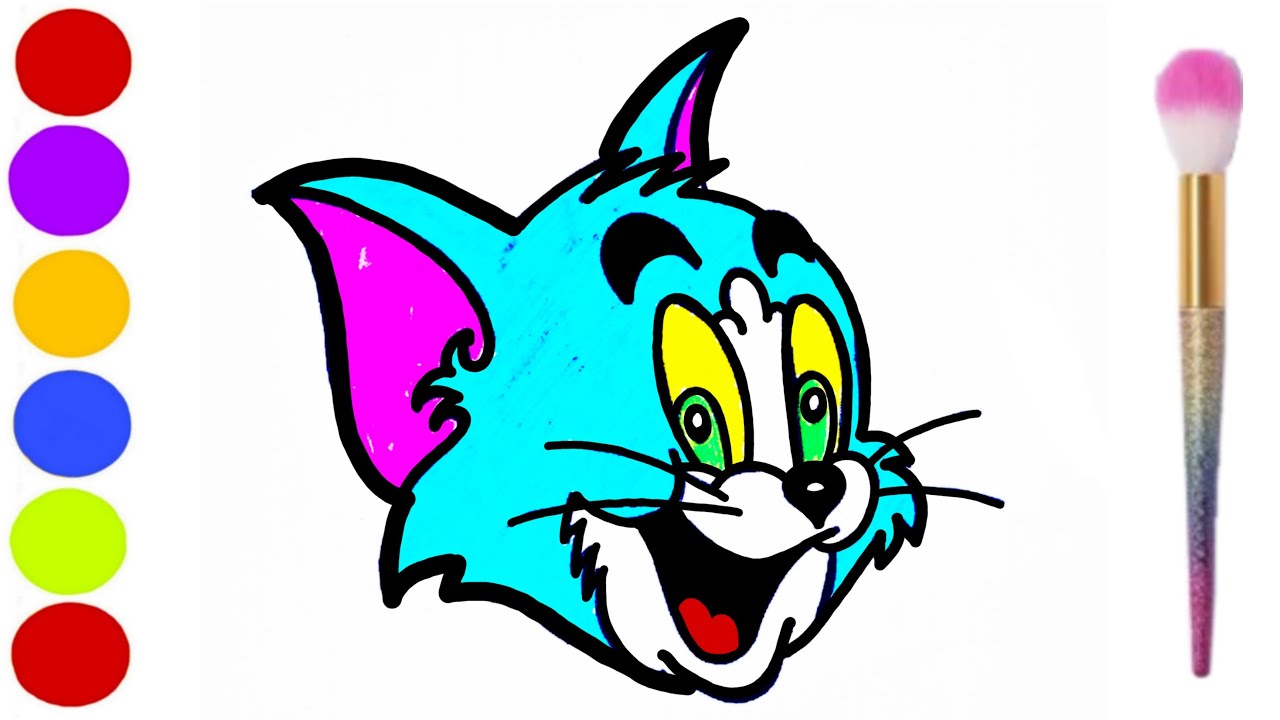 How to draw Tom Face step by step for kids | Tom face drawing and ...