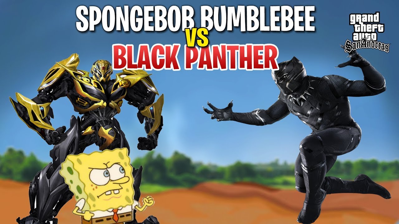 SPONGEBOB JADI BUMBLEBEE MELAWAN BLACK PANTHER, GTA Lucu Spongebob ...