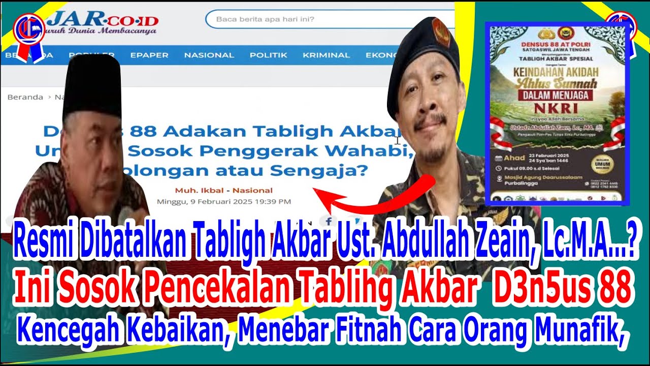Benar Dibatalkan Tabligh Akbar D3n5us 88 Oleh Ust. Abdullah Zean, M.A karena Paham Wahabi ...