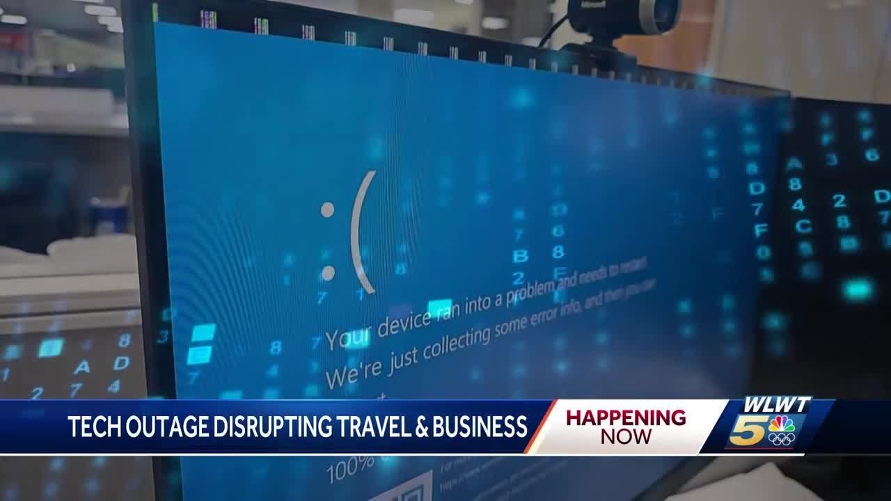 Global technology outage impacts flights, Cincinnati businesses - YouTube