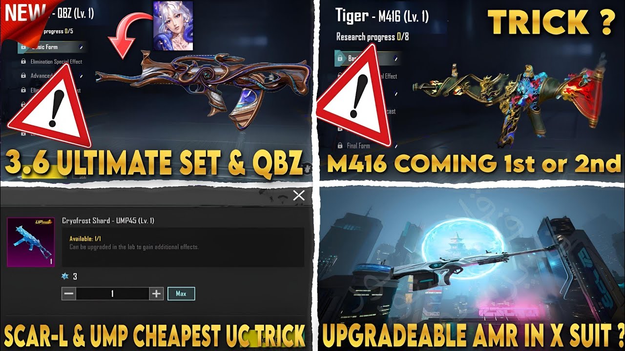 TIGER M416 CHEAPEST UC TRICK | 2nd ULTIMATE SET & QBZ LEAKS | UMP GLACIER CHEAPEST UC TRICK ...