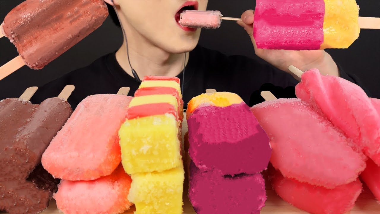 Asmr Pink Chocolate Ice Cream Party Dessert Mukbang 먹방 チョコレートアイスクリーム 咀嚼