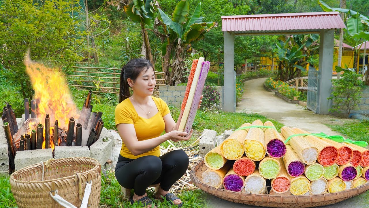 How To Cook Multi-Colored Sticky Rice In Bamboo Tubes And Take To The ...
