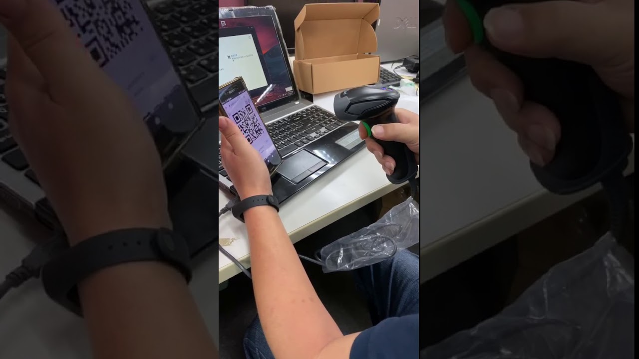 Birch BS 011BU,1D/2D barcode scanner scan QR code on cell phone - YouTube
