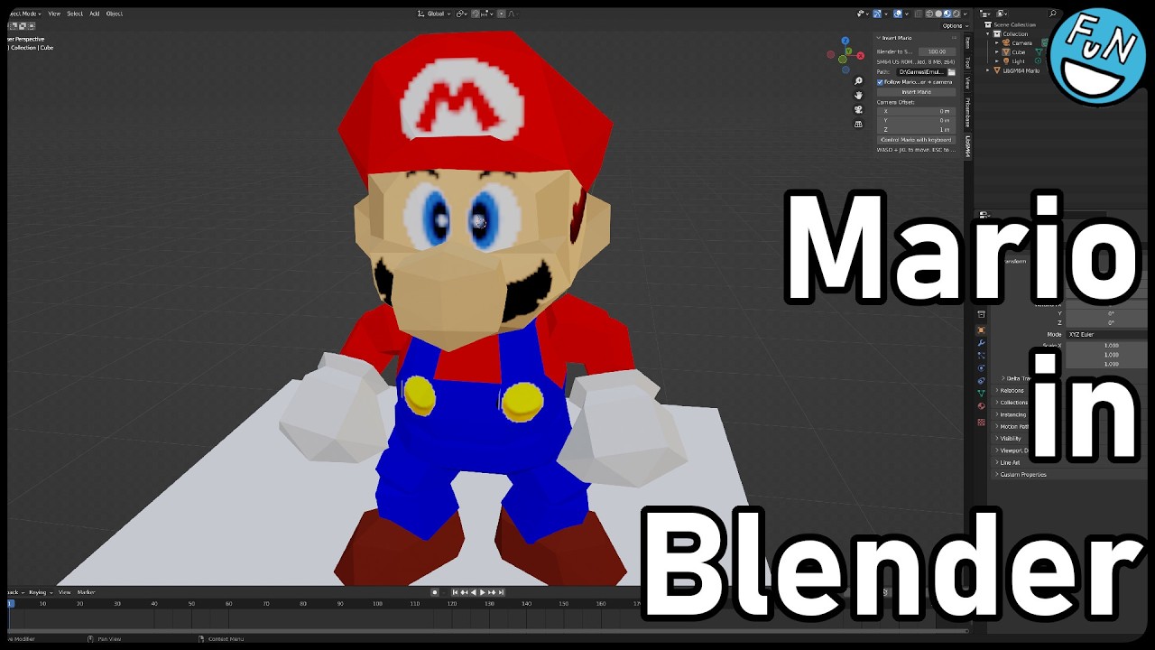 You can play Mario 64 INSIDE a 3D MODELING SOFTWARE (and it works ...