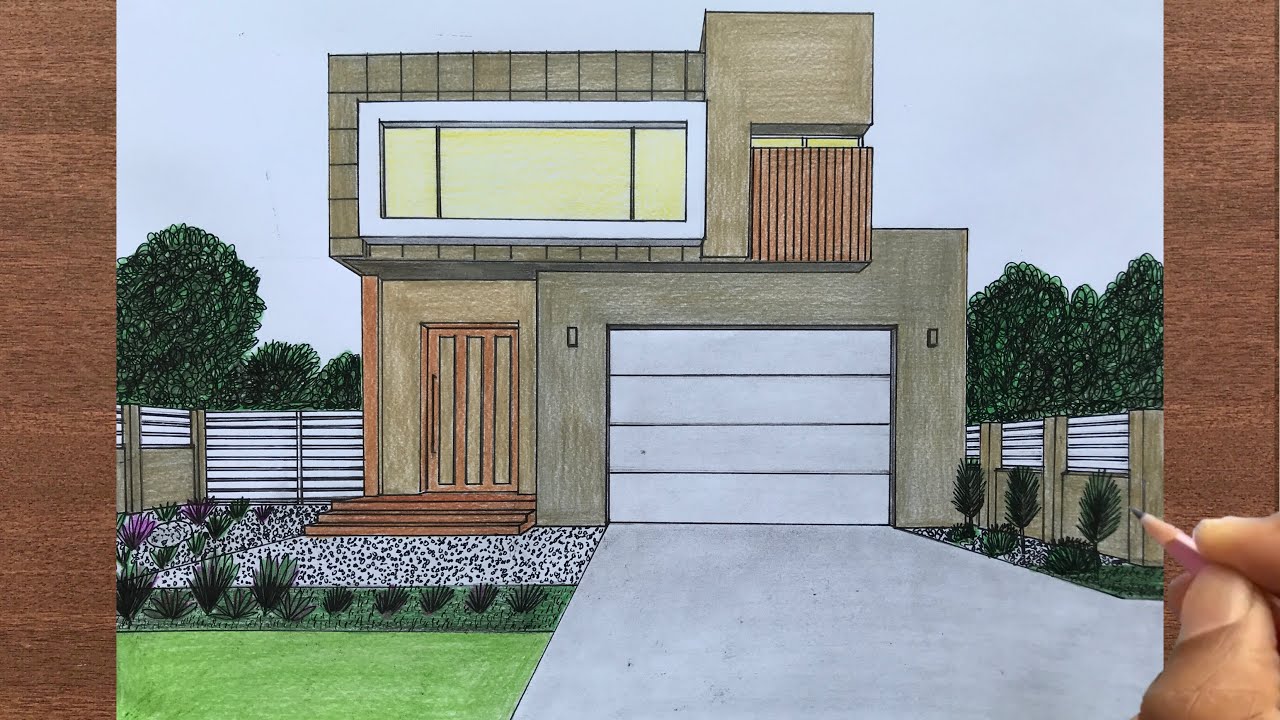 How to Draw a House in 1-Point Perspective - YouTube