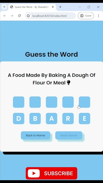 Learn How to Build Guess The Word Game Using HTML CSS JAVASCRIPT #games - YouTube
