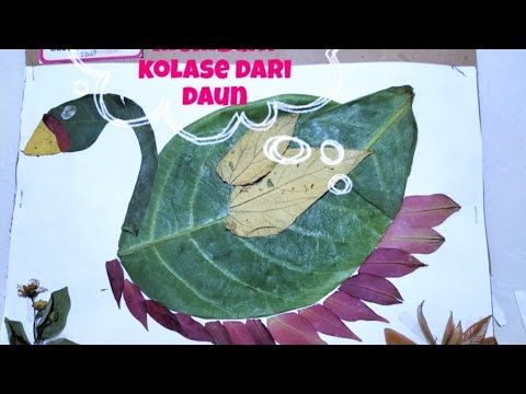 cara membuat kolase angsa dari daun alam. - YouTube