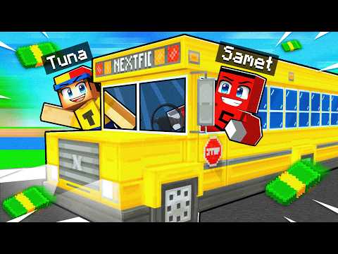 1 GÜN BOYUNCA MİNİBÜS ŞÖFÖRÜ OLUP ZENGİN OLDUM !!  - Minecraft