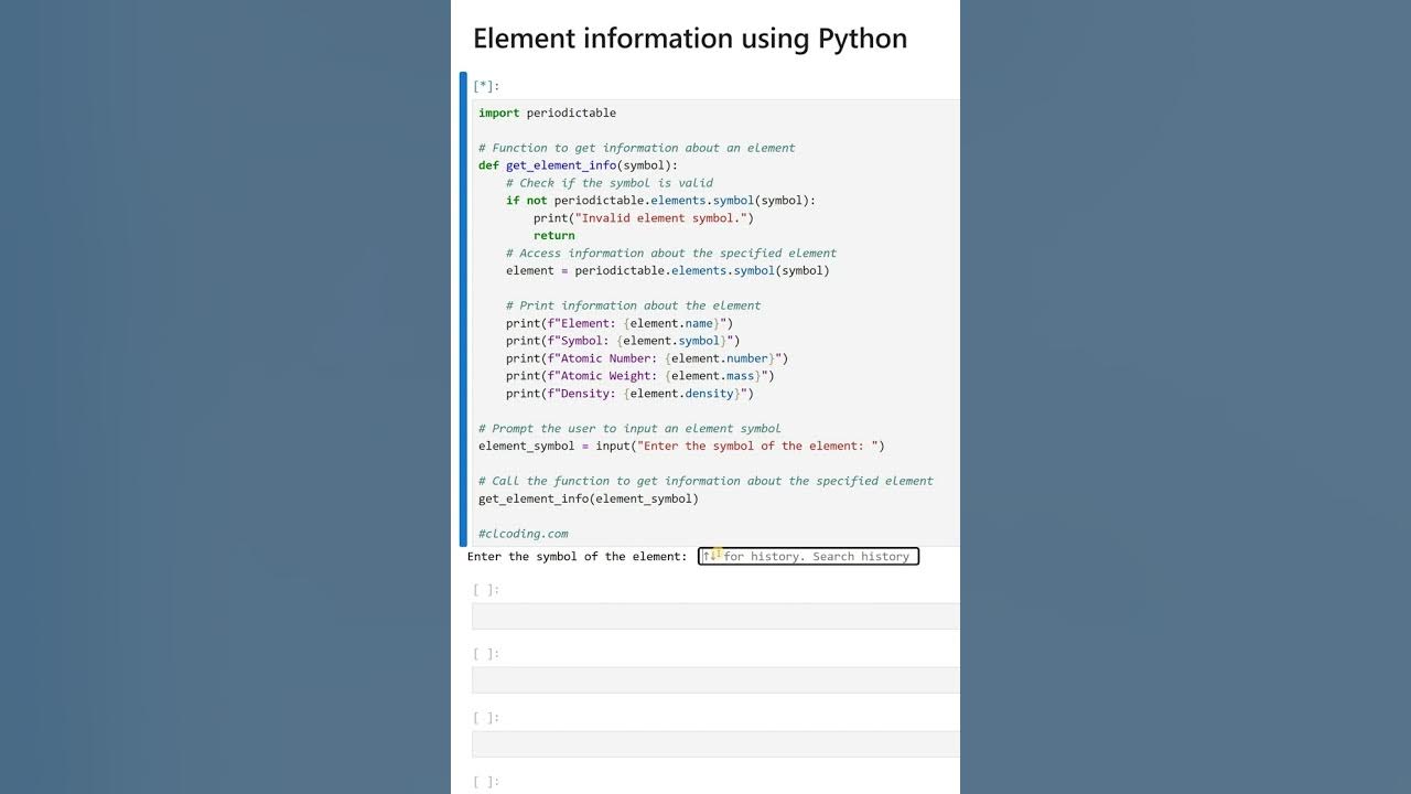 Day 180 : Element information using Python - YouTube