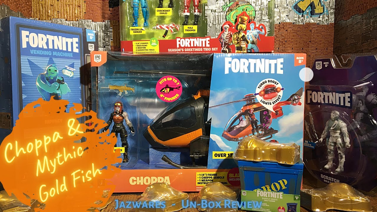 BRAND NEW Jazwares Fortnite Choppa & Mythic Gold Fish Review! - YouTube