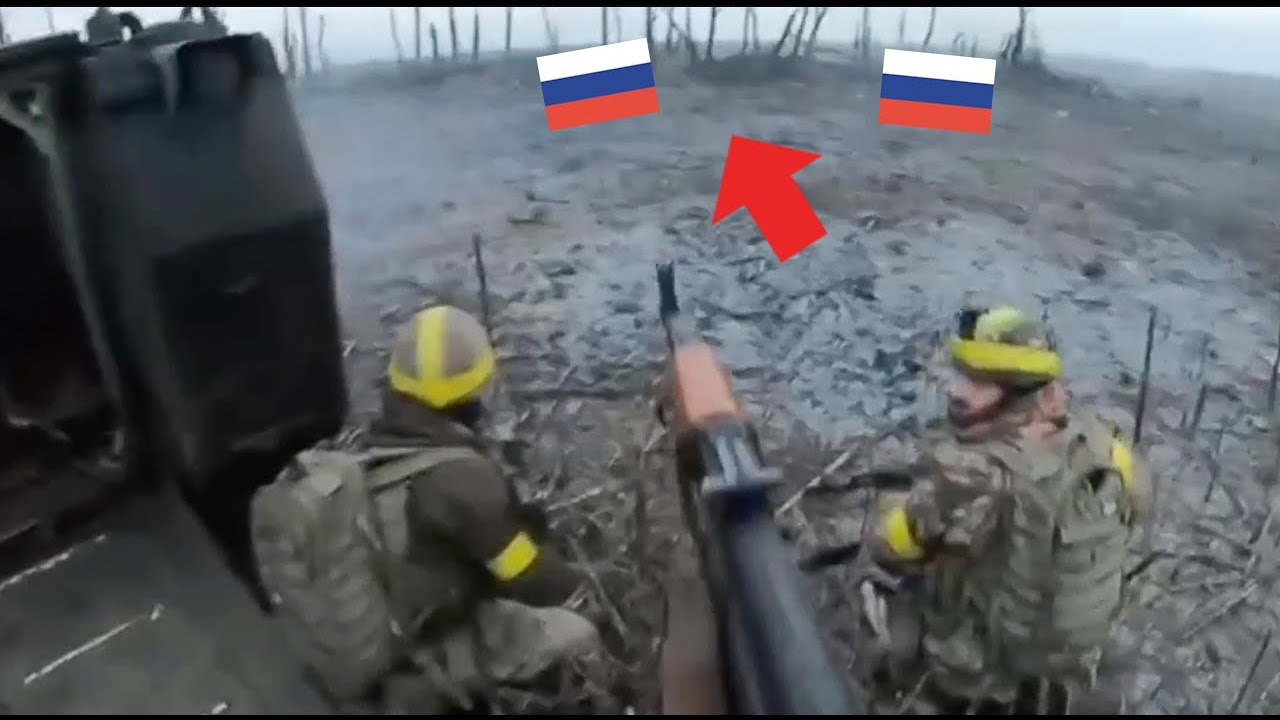 Ukrainian infantry landing on a position with a subsequent small arms ...