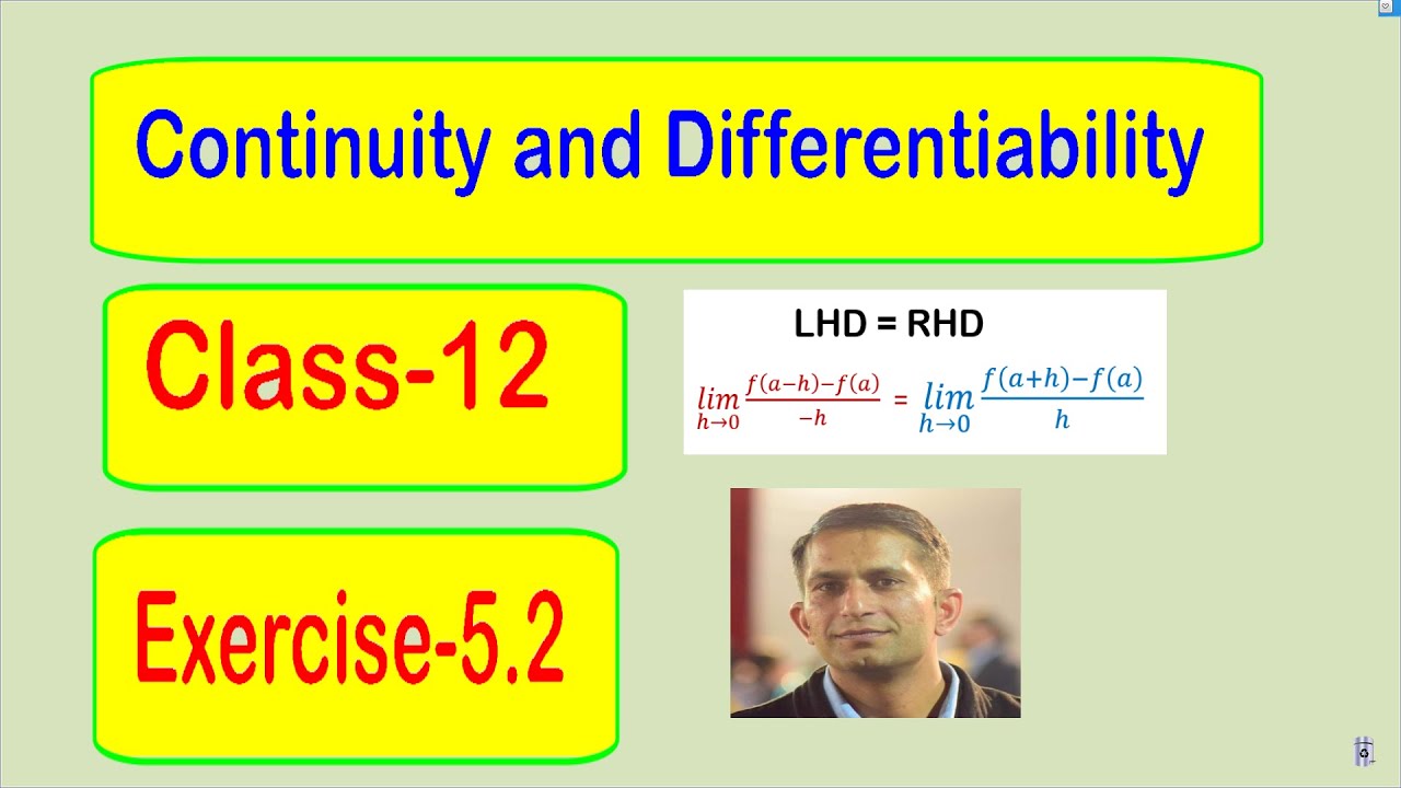 Continuity and Differentiability,EXERCISE-5.2 Class-12 maths - YouTube