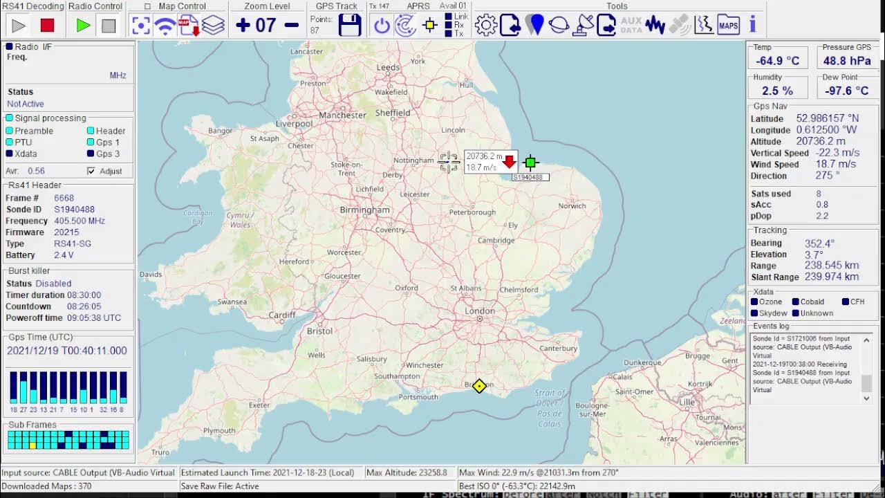 Radiosonde (weather balloon) tracking from Watnall - YouTube