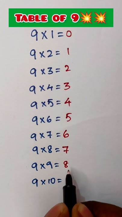 Table of 9💥💥 || Tables|| #maths - YouTube