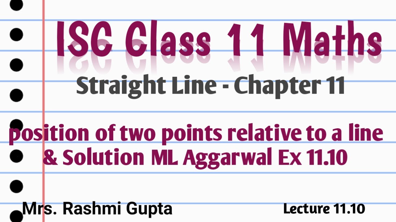 ISC Class 11 Maths | Straight Lines | Position of two points relative ...