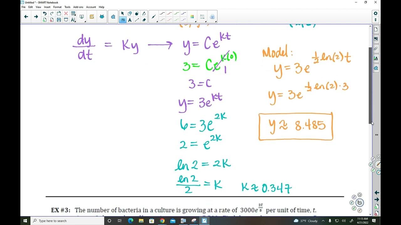 Lesson 7.4 Exponential Models with Differential Equations - YouTube