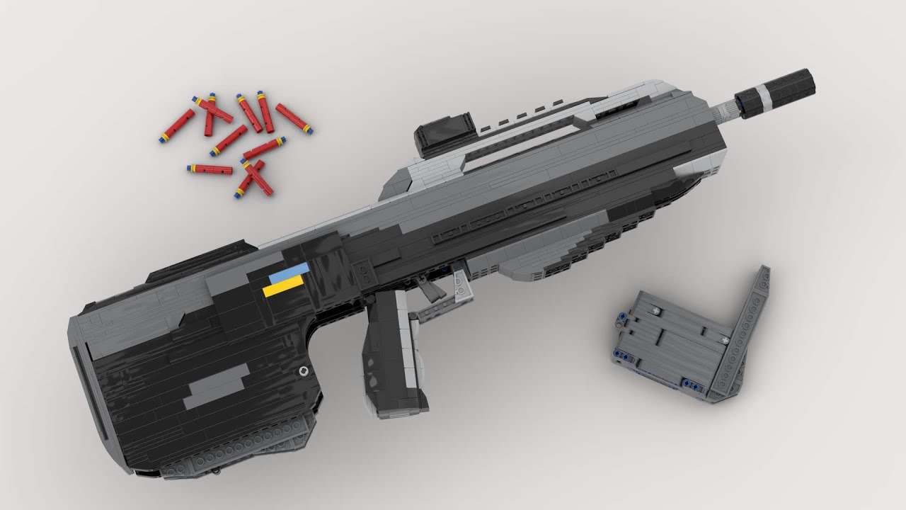 Lego toy gun that works HALO BR85HR Mechanism demonstration - YouTube