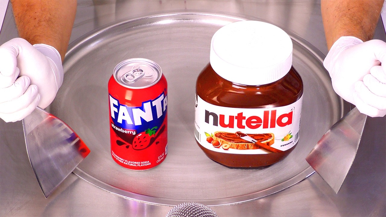 Nutella & Fanta Strawberry Ice Cream Rolls Combo! Satisfying Dessert ...