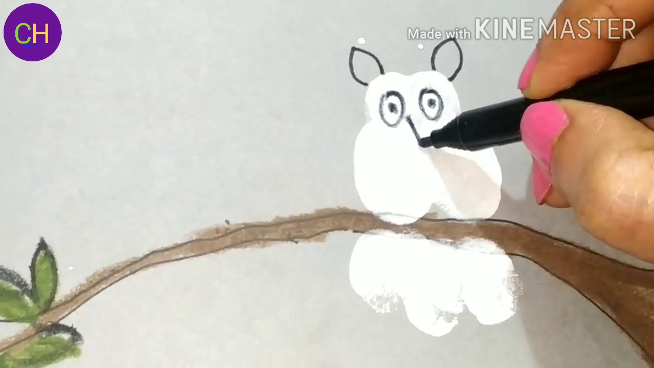 How to make an owl with fingerprint - YouTube