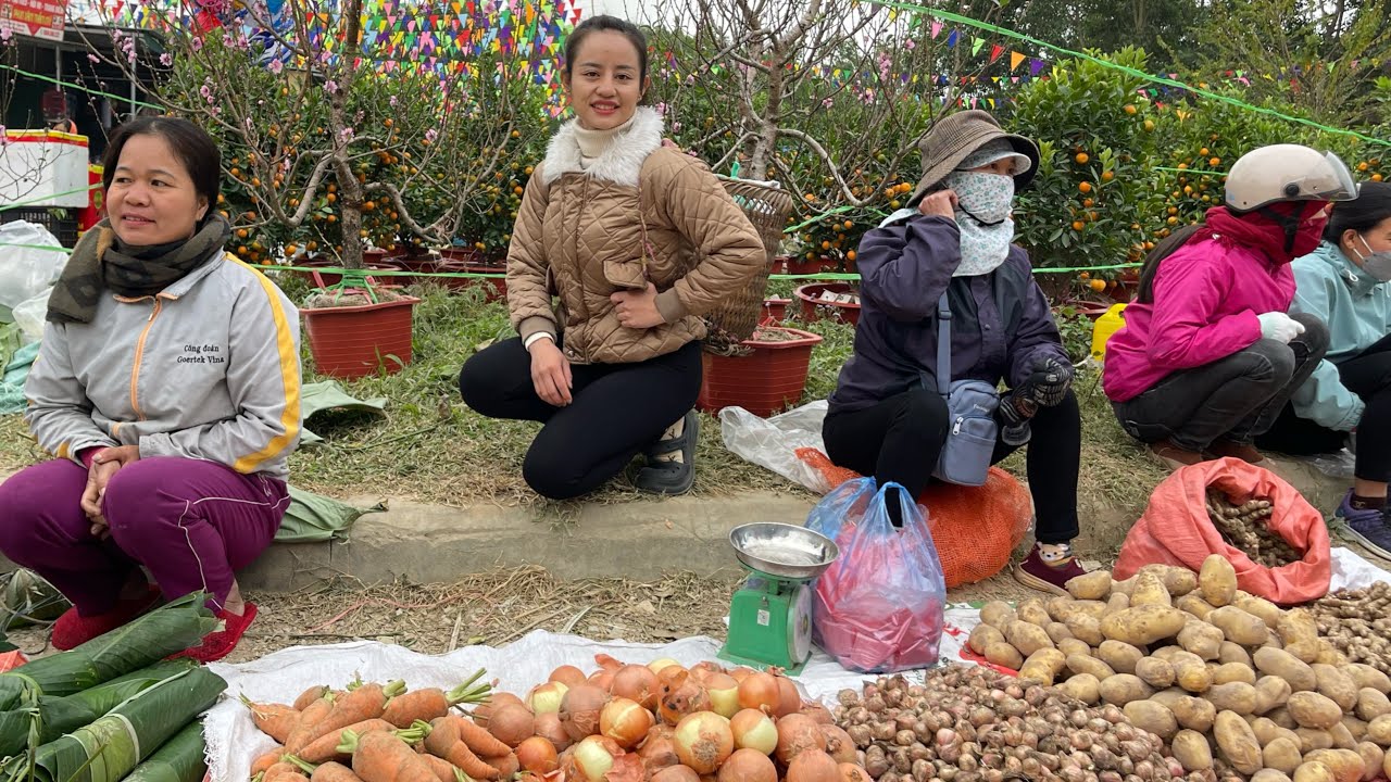 Go to the market to sell purple sugar cane, loofah, duck eggs and ...