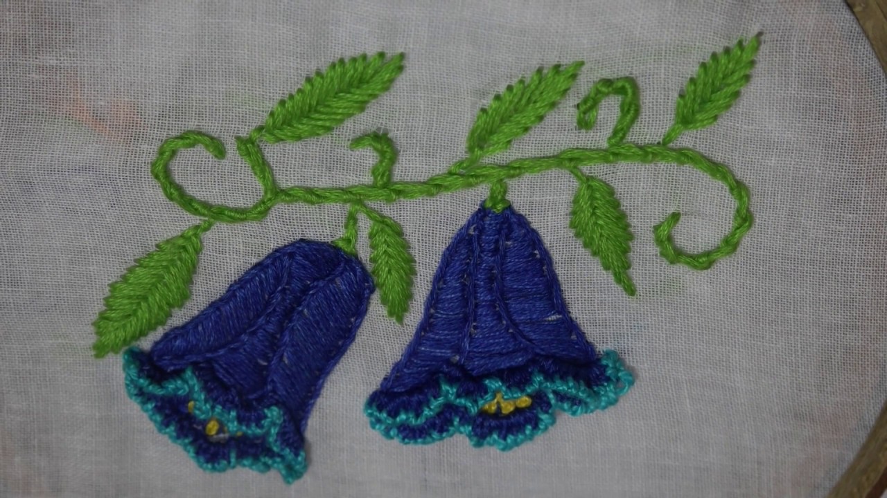 Hand Embroidery : Flower Embroidery : Bluebell Flower - YouTube