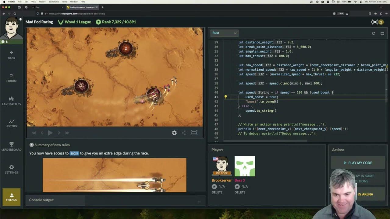 Stream archive: CodinGame Mad Pod Racing (2023-11-30) - YouTube