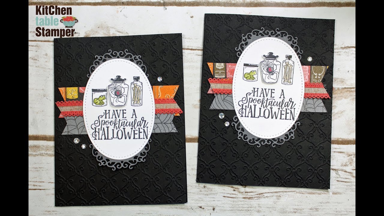 Stampin' Up! Spooktacular Bash Halloween Card Tutorial with Kitchen Table Stamper - YouTube