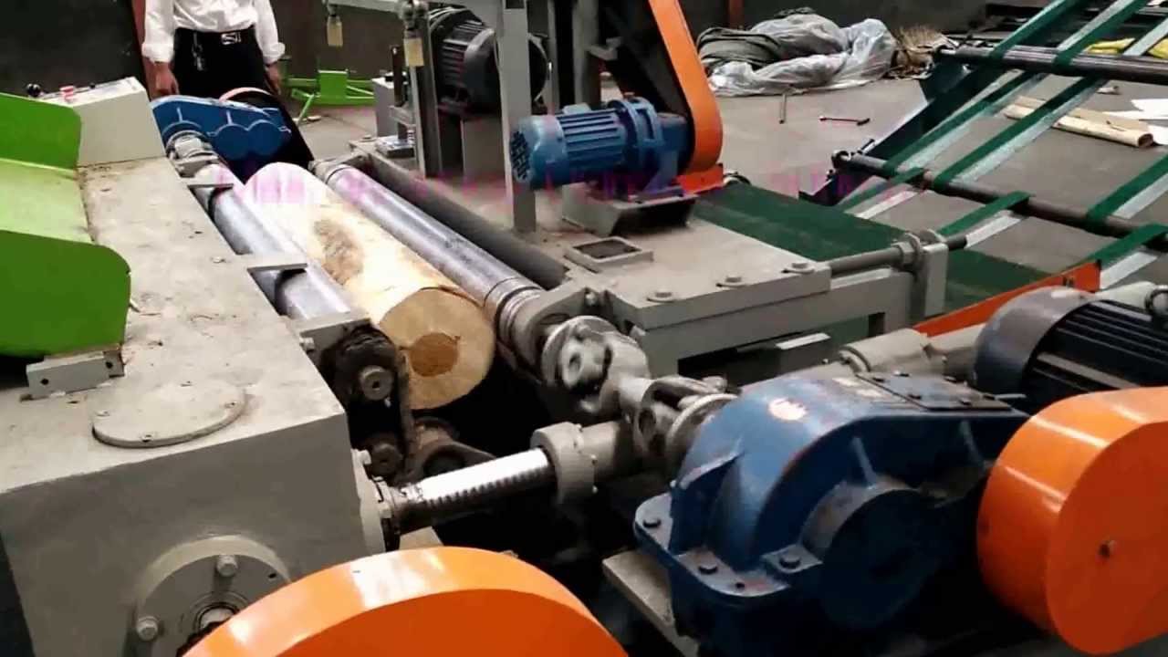 Veneer Peeling Machine - YouTube