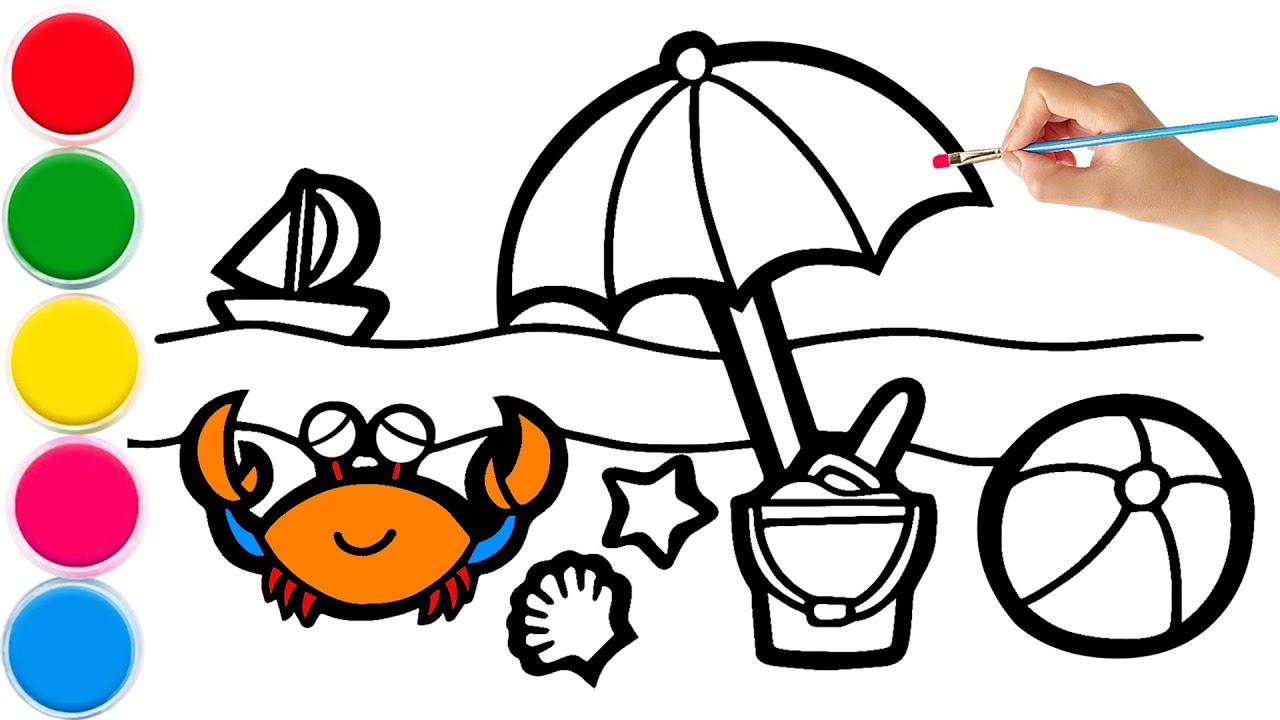 How to Draw and Color the Beach | Easy Drawing | Step by Step - YouTube