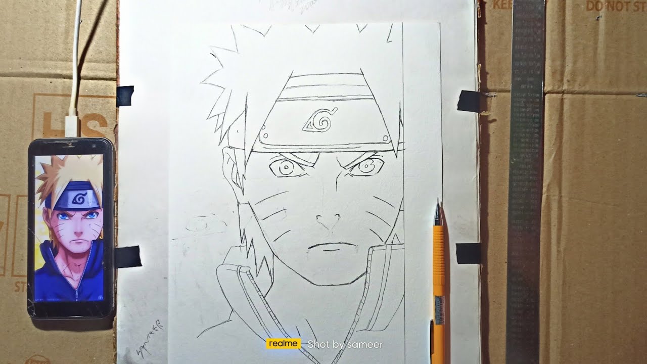 how to draw outline of Naruto step by step / @sameer_art_factory - YouTube